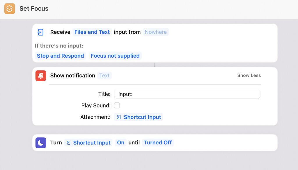 How to give an argument to `shortcuts run ...` (macOS CLI for the ...