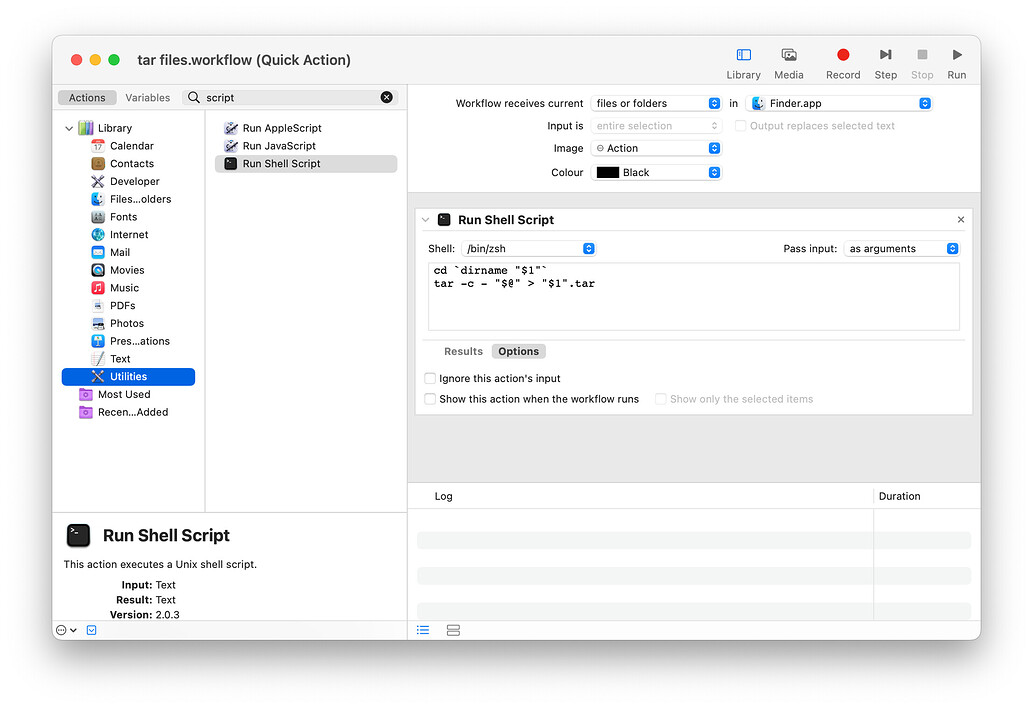 How To Create Automator Quick Action To Create Tar Files On Macos Using Tar Command Macos 7401