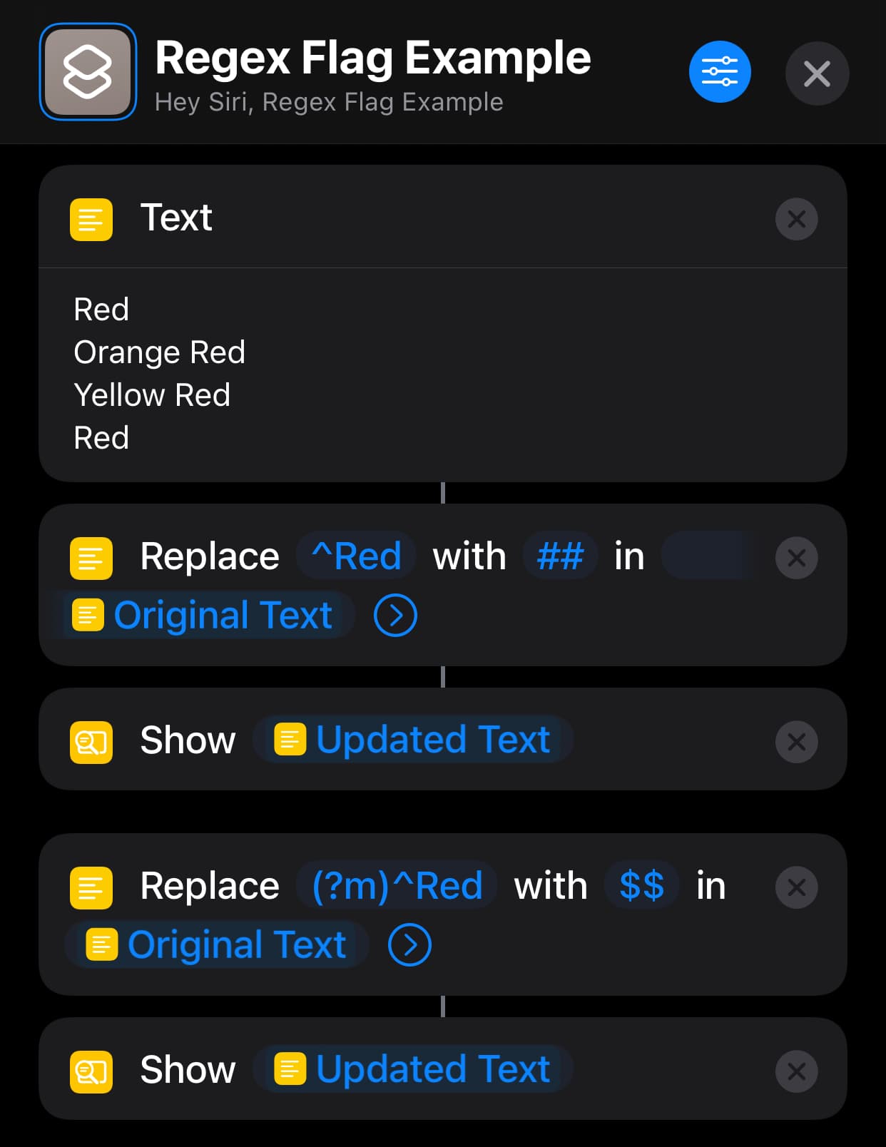 RegEx Flags On IOS 13 Shortcuts Shortcuts Automators Talk